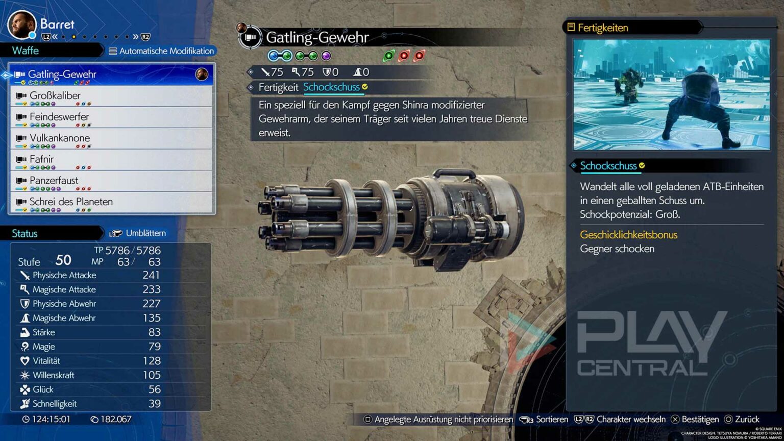 Alle 7x Waffen von Barret in der Liste - Final Fantasy 7 Rebirth