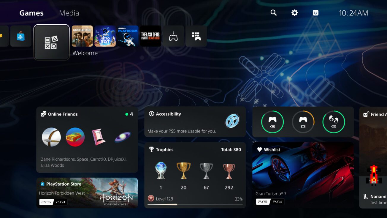 PS5 Update: Willkommen-Hub mit anpassbaren Widgets und Hintergründen ...